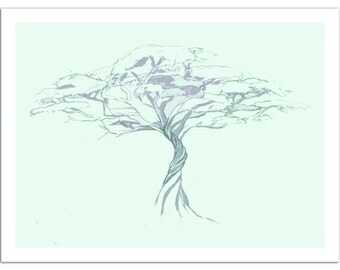 Acacia tree drawing | Etsy
