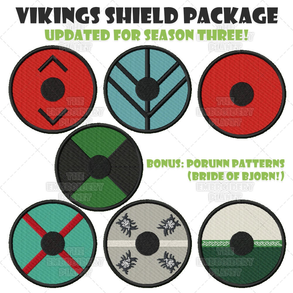 Vikings Shield Bundle Machine Embroidery Pattern Design Newly