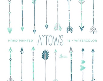 Hand painted Arrows Watercolour 16 Clipart. Tribal native diy