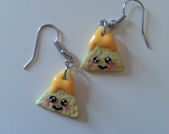 Kawaii Nacho Chip Earrings Polymer Clay Food Charms