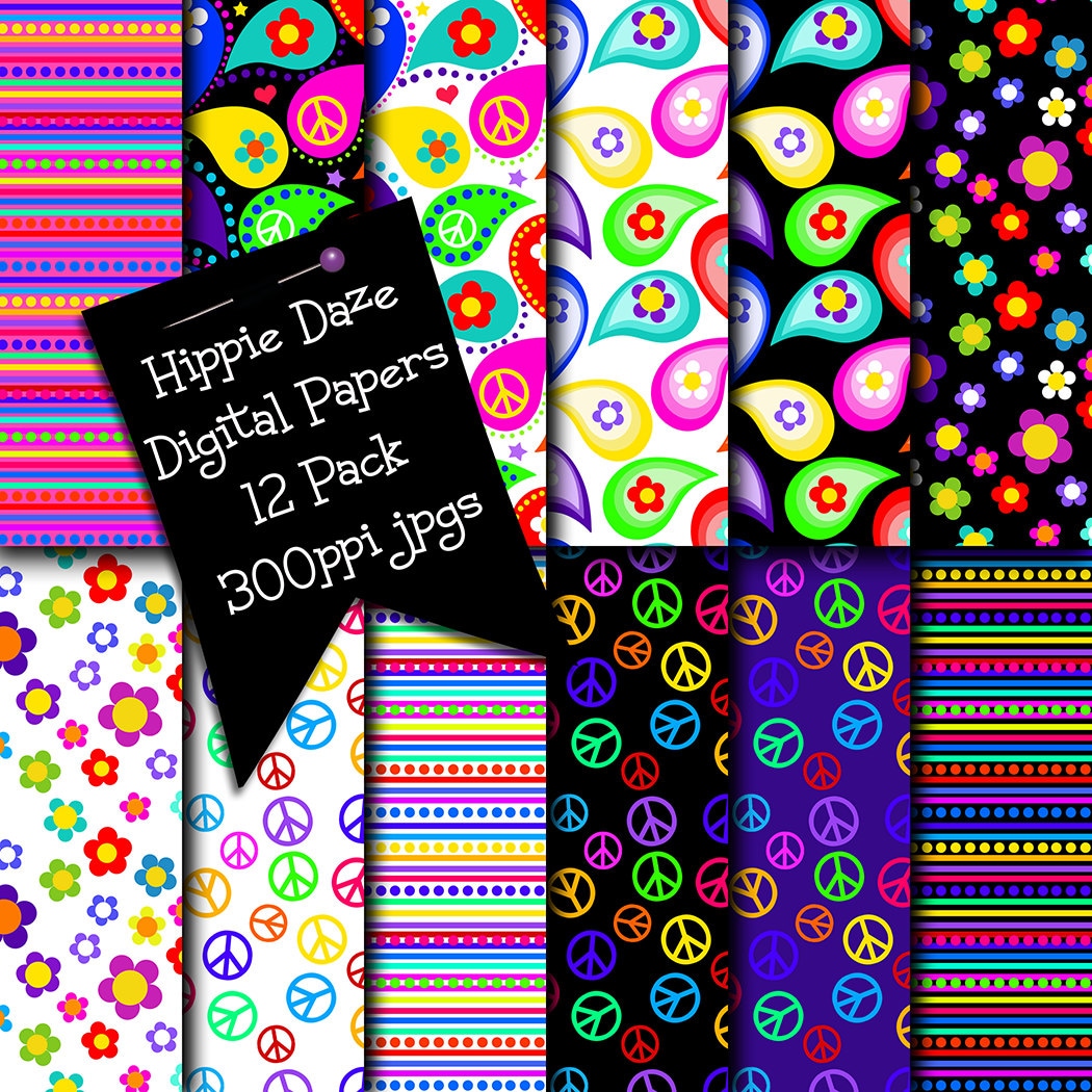 Hippie Digital Papers Hippie Daze Digital Scrapbooking Paper
