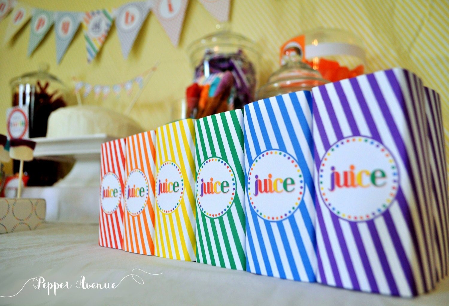 Rainbow Paint Party Juice Box Wrappers Instant Download