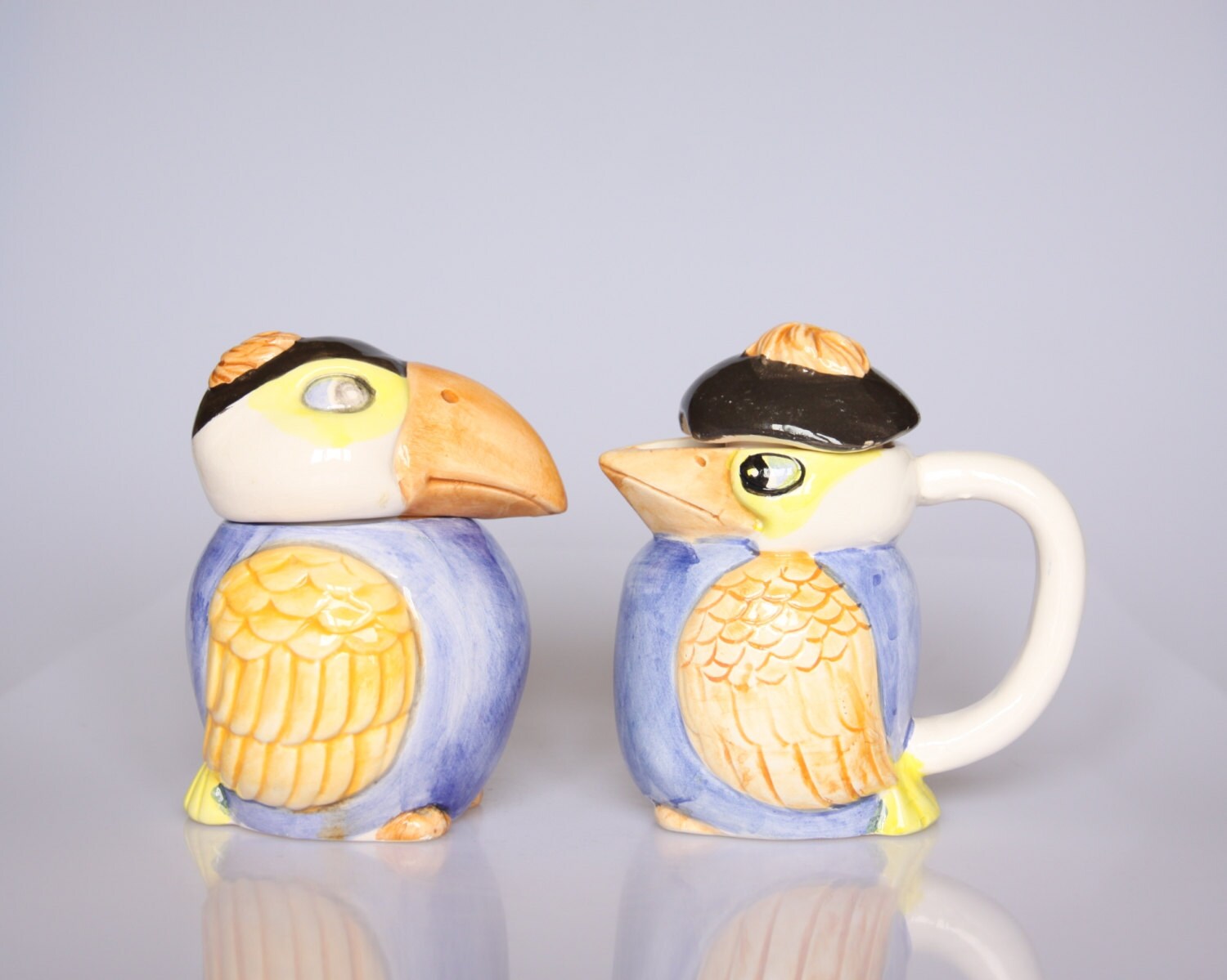 Toucan cream and sugar set, toucan bird decor, vintage bird decor ...