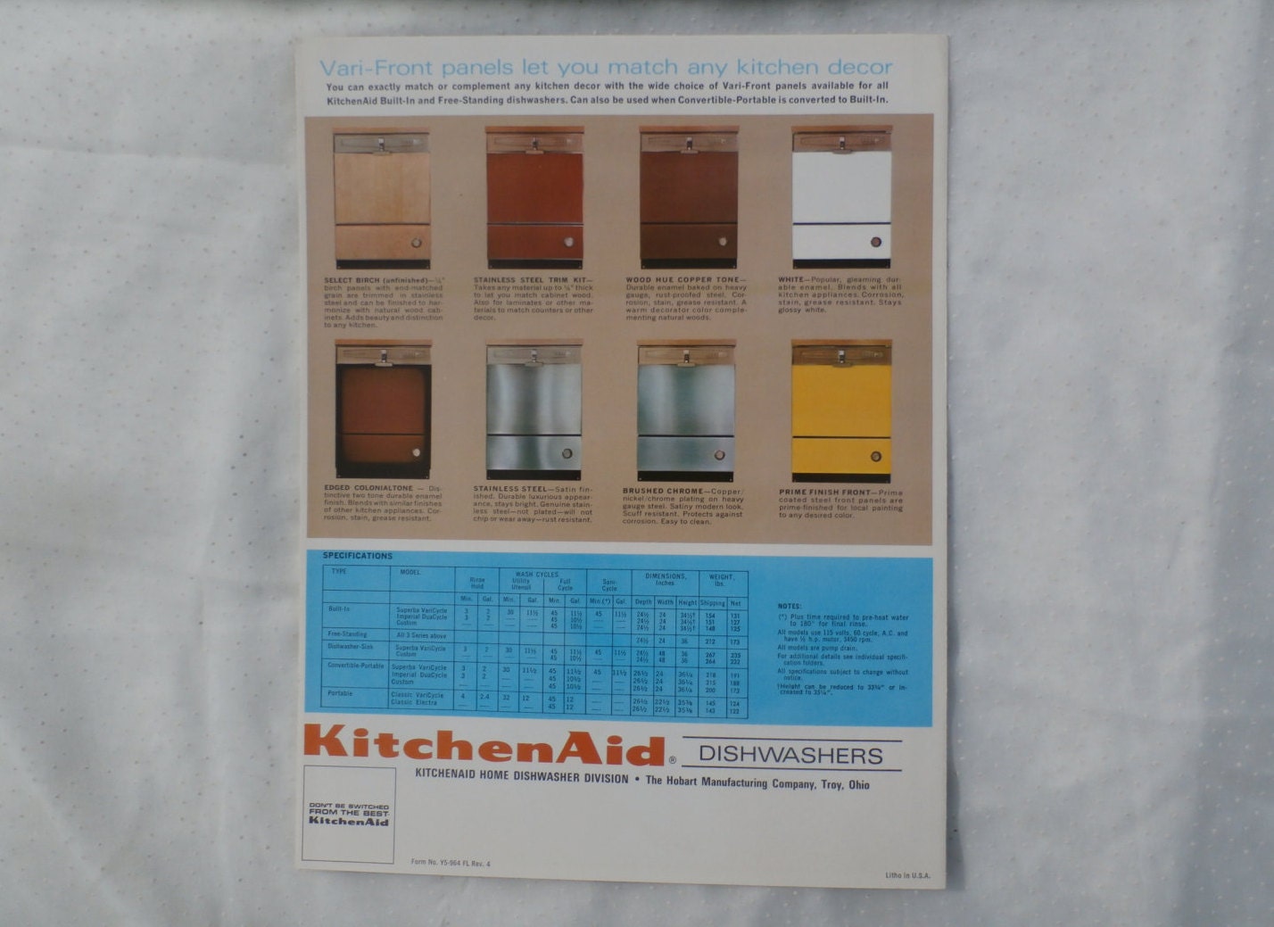 KitchenAid Dishwashers 1960s Advertising Brochure Kitchen Aid