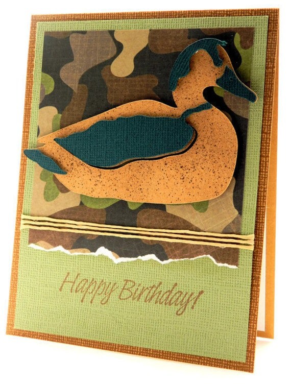 Happy Birthday Card Duck Greeting Card Camouflage by DesignsByCnC