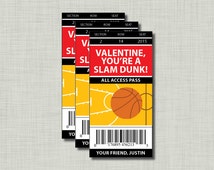 Basketball Valentine Cards sports kids boys Printable Classroom PDF