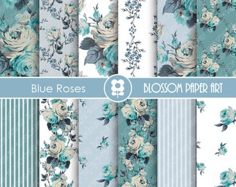 Floral Digital Paper Roses Digital Paper Plum by blossompaperart
