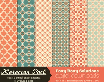 Moroccan Lattice: Sea & Shore Digital Papers set of 6
