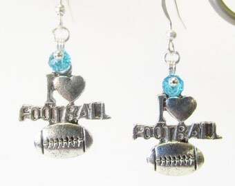 Blue Football Earrings - Blue Crystal Earrings - Superbowl Jewelry ...