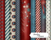 Items similar to Digital Patriotic Scrapbook Paper, Digital Patriotic ...