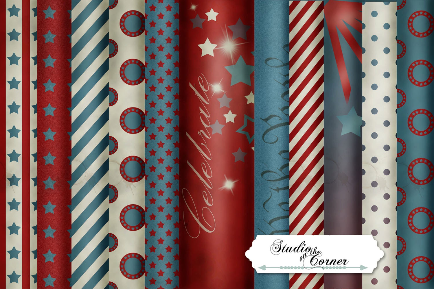 Digital Patriotic Scrapbook Paper Digital Patriotic Paper