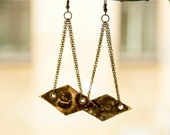 Items similar to Bronze Earrings Steampunk earrings Rust earrings Long ...