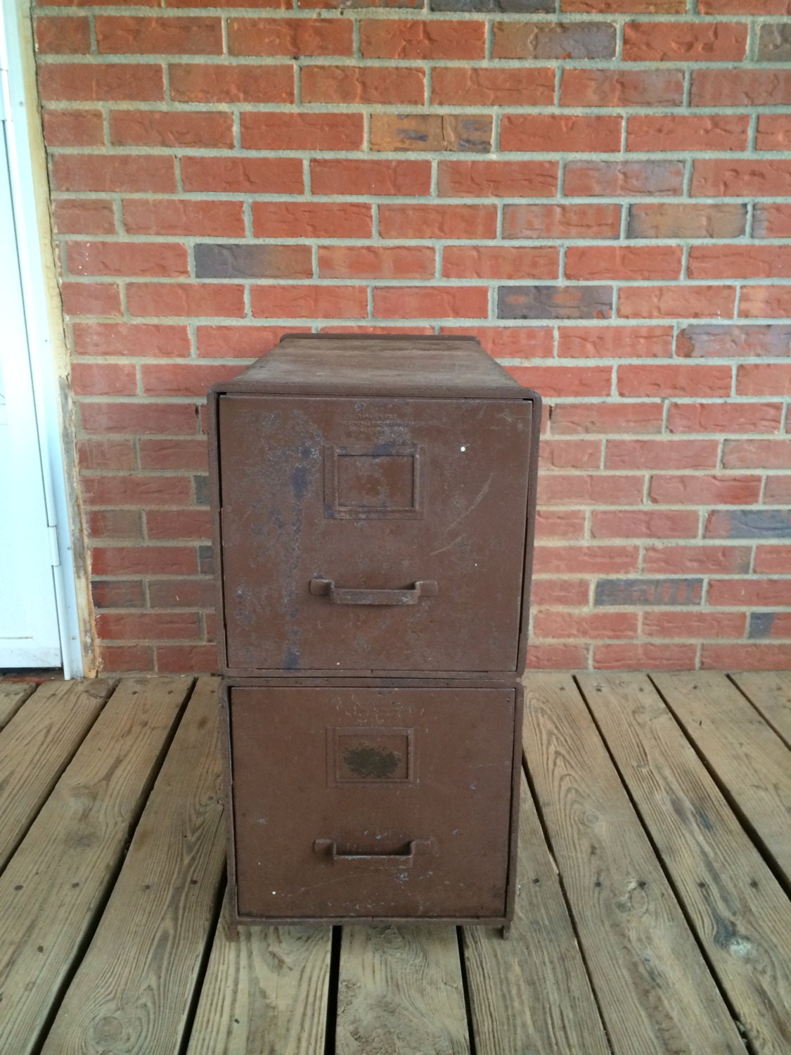 Vintage Set of 2 Two Metal Industrial Stackable File Cabinets General ...