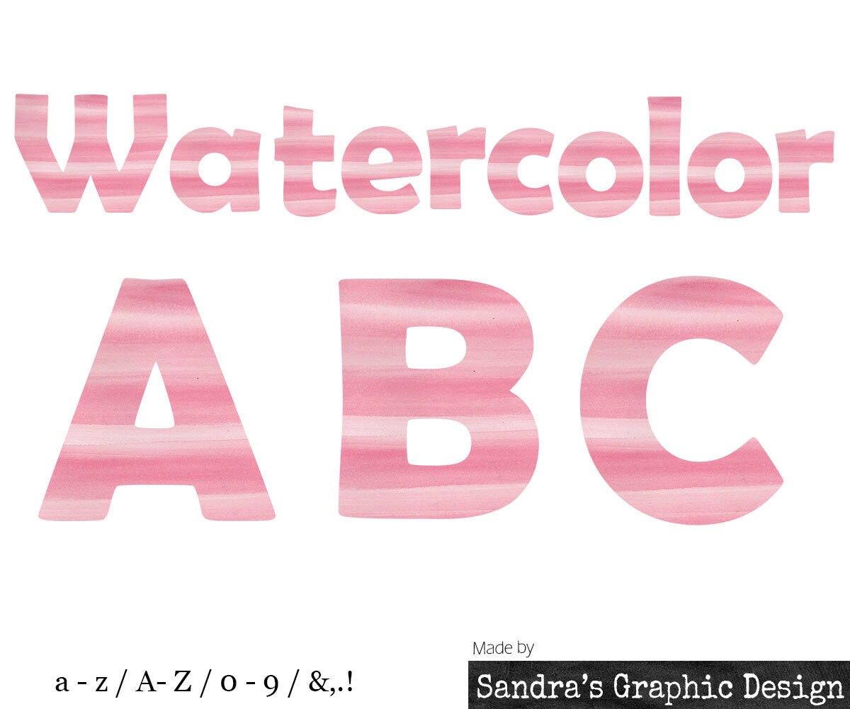 Clipart alphabet: “WATERCOLOR LETTERS” with uppercase, lowercase ...