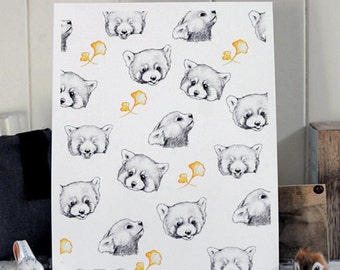 Red panda pattern | Etsy