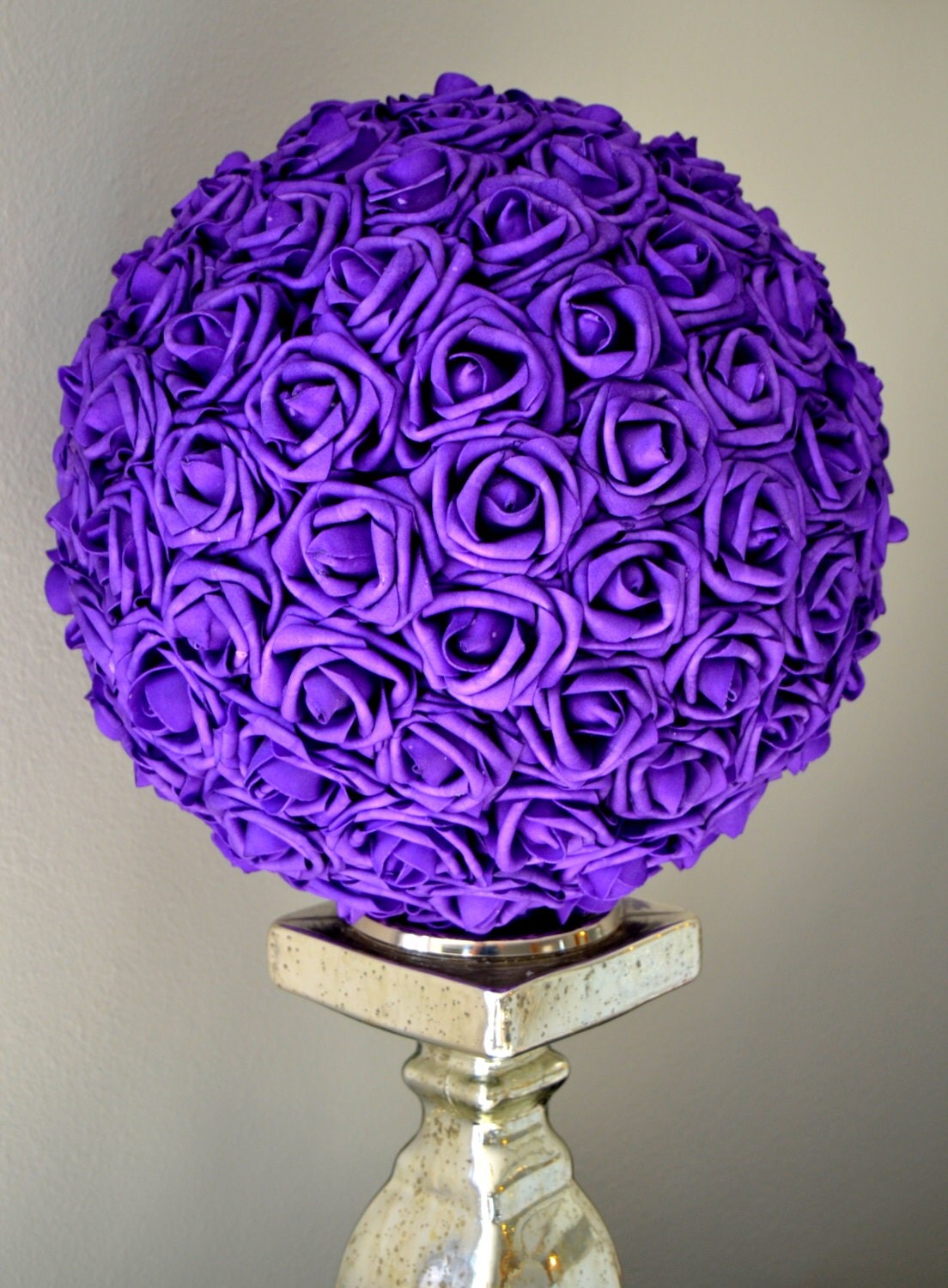 PURPLE Flower Ball. Wedding Centerpiece. Kissing Ball.