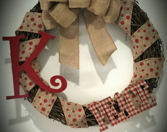 Items similar to USA Grapevine Wreath with Handpainted Distressed ...