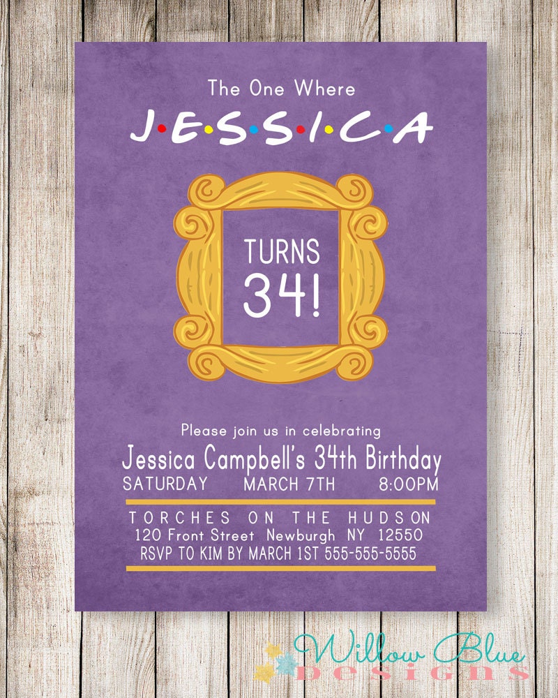 Friends Theme Birthday Invitation Friends By WillowBlueDesigns