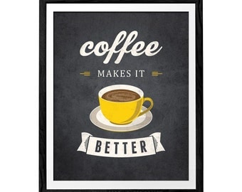 Unique retro coffee print related items | Etsy