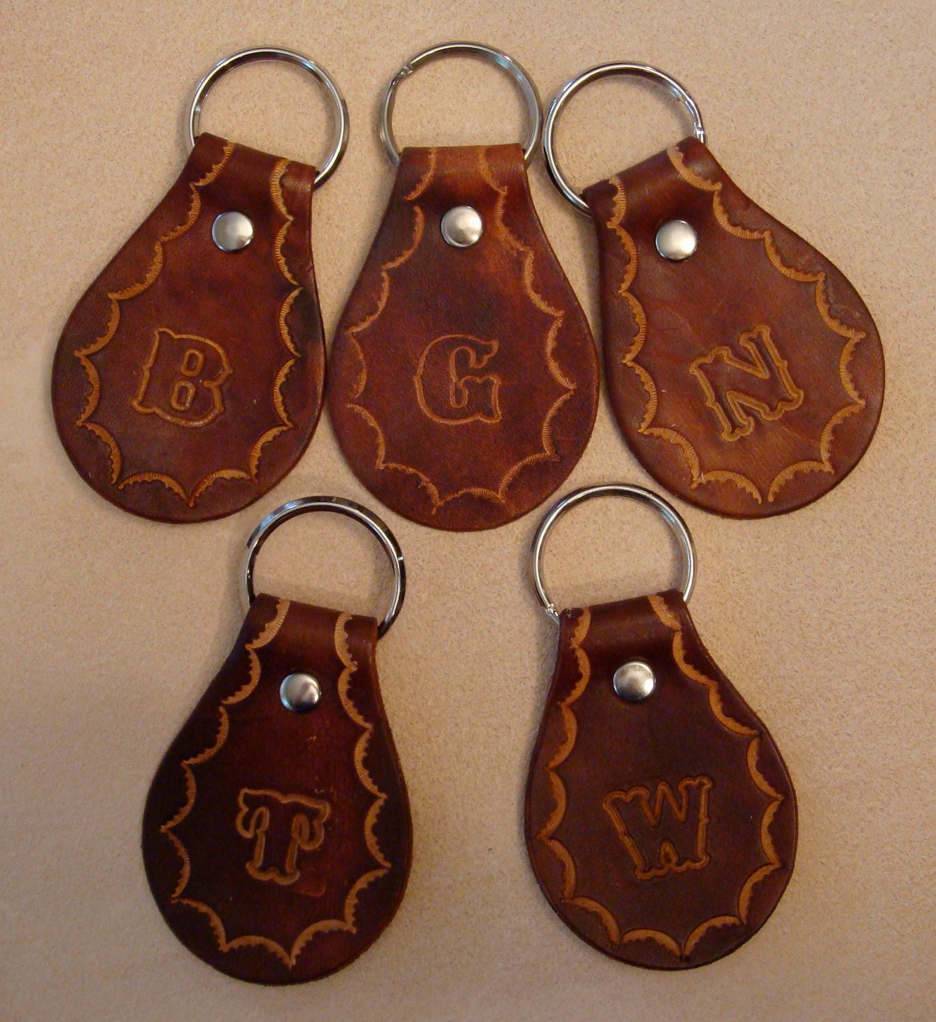 Personalized Leather Key Fob With Initial Of Your Choice