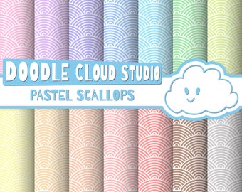 Pastel Damask Swirls digital paper Swirls by DoodleCloudStudio