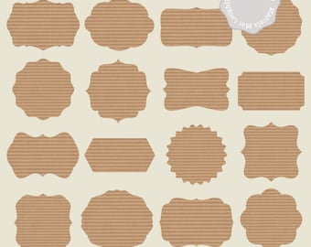 Kraft Paper Labels CLIP ART SET 16 vintage labels frames tags
