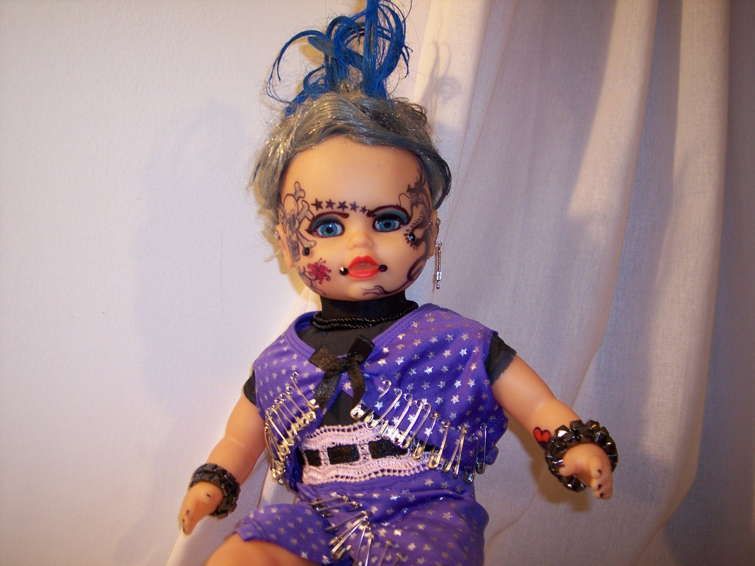 Punk Rock Girl Doll OOAK Original Rocker Glam Cute by BahahaArt