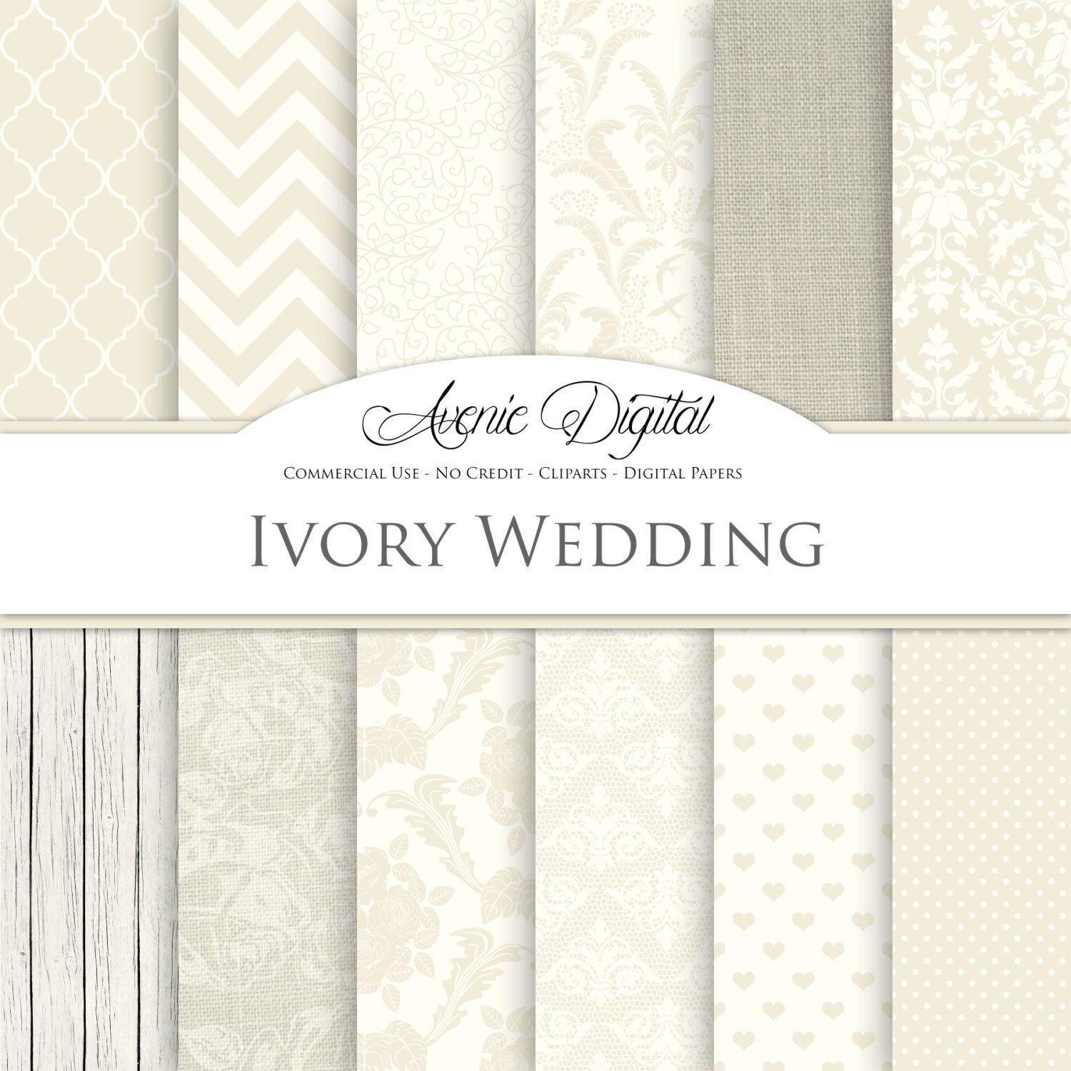 Ivory Wedding Digital Paper. Scrapbooking Backgrounds bridal