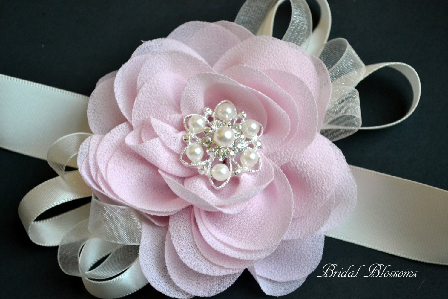BEST SELLER Light Pink Chiffon Flower by BridalBlossomsShoppe