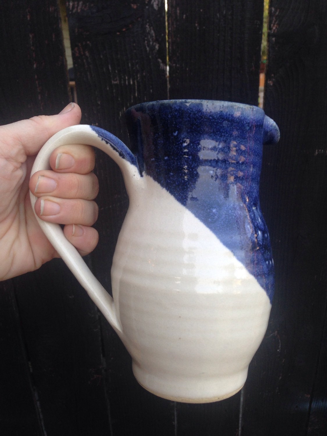 Vintage serving pitcher with handle Stoneware Pottery, vase, planter in ...