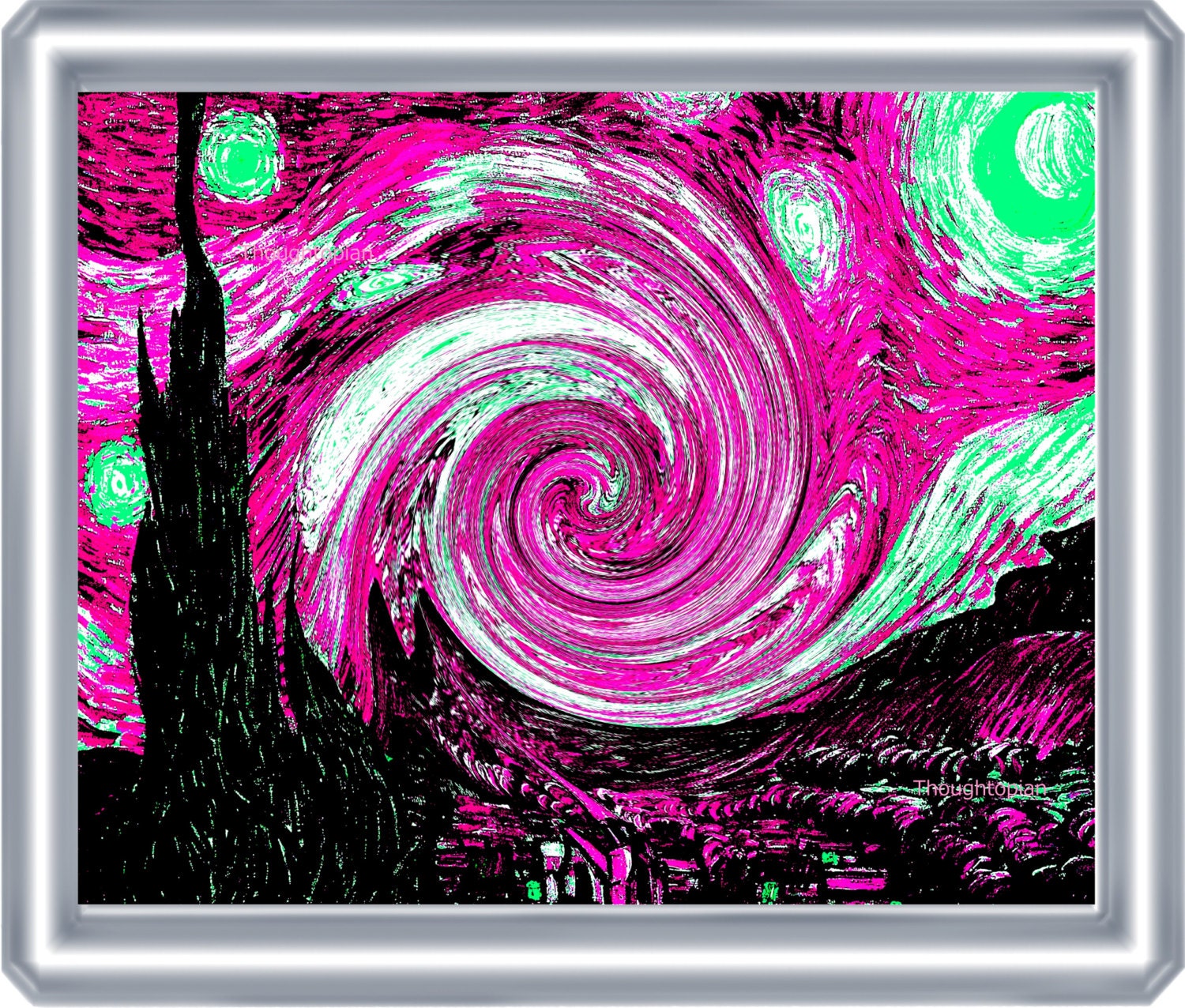 Psychedelic Starry Night Art Print 8 x 10 Pop Art Colors