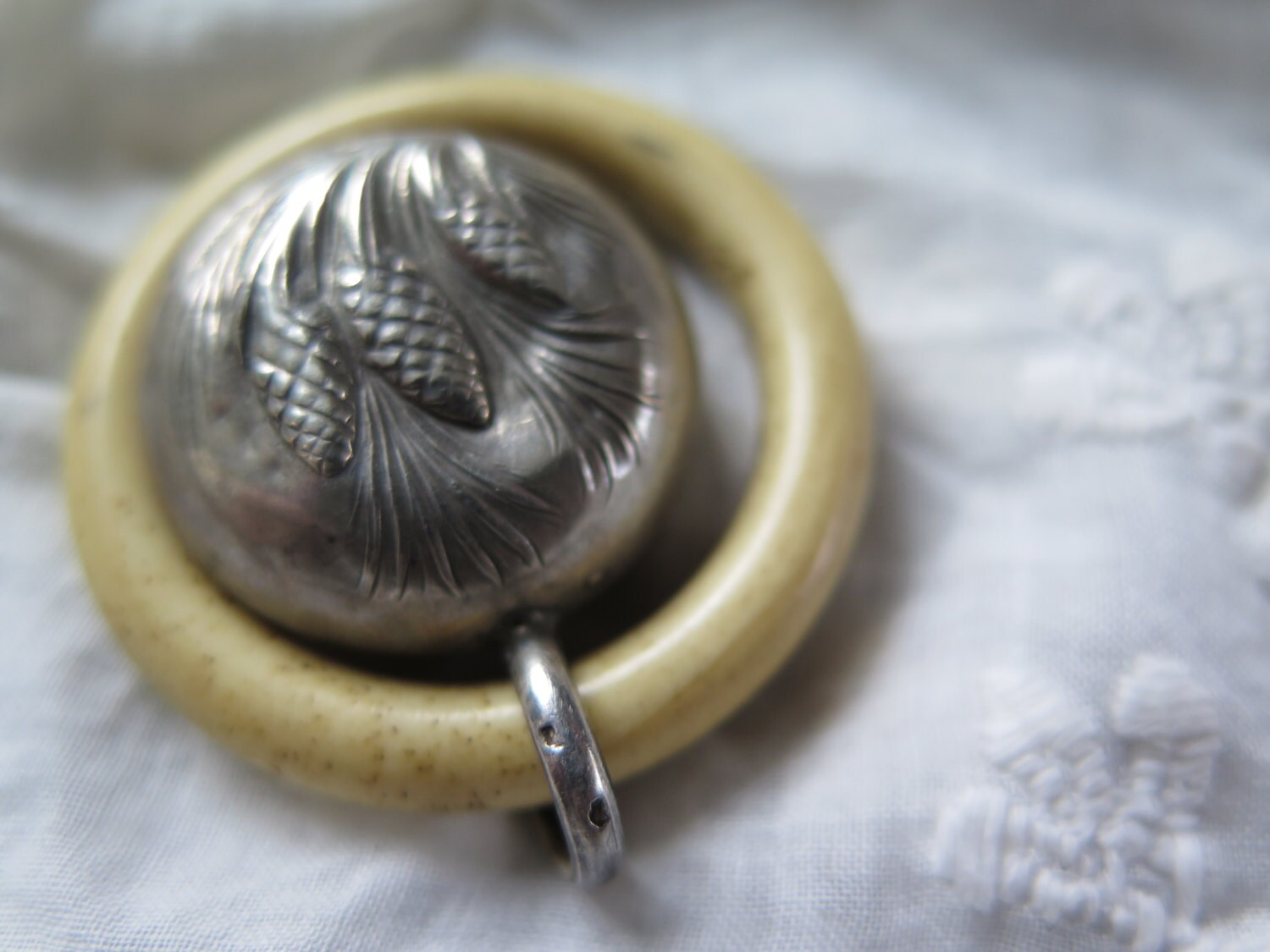 Antique Sterling Silver rattle, Bone Silver, French baby rattle- Circa ...