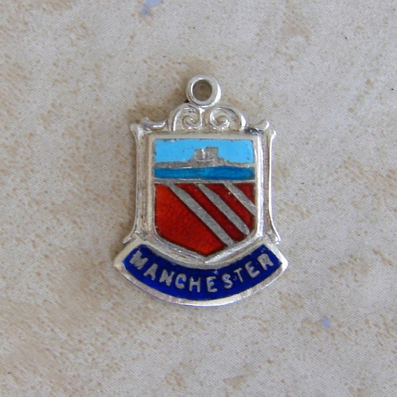 Manchester England Travel Shield Sterling Silver Bracelet