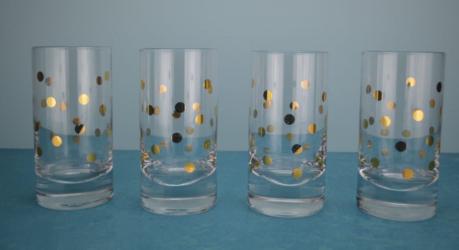 Gold Leaf Polka Dots Drinking Glasses By Kitchenperiod On Etsy