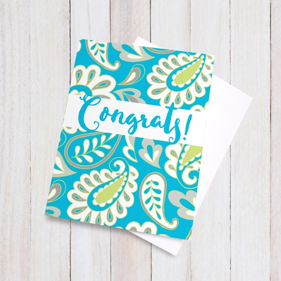 Paisley Congrats Card bright pretty congratulations