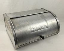 Kromex Bread Box-Vintage 1950s-Brushed Aluminum With Bakelite Handle