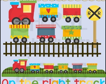 On the right Track- Train Clipart Collection-Instant Download