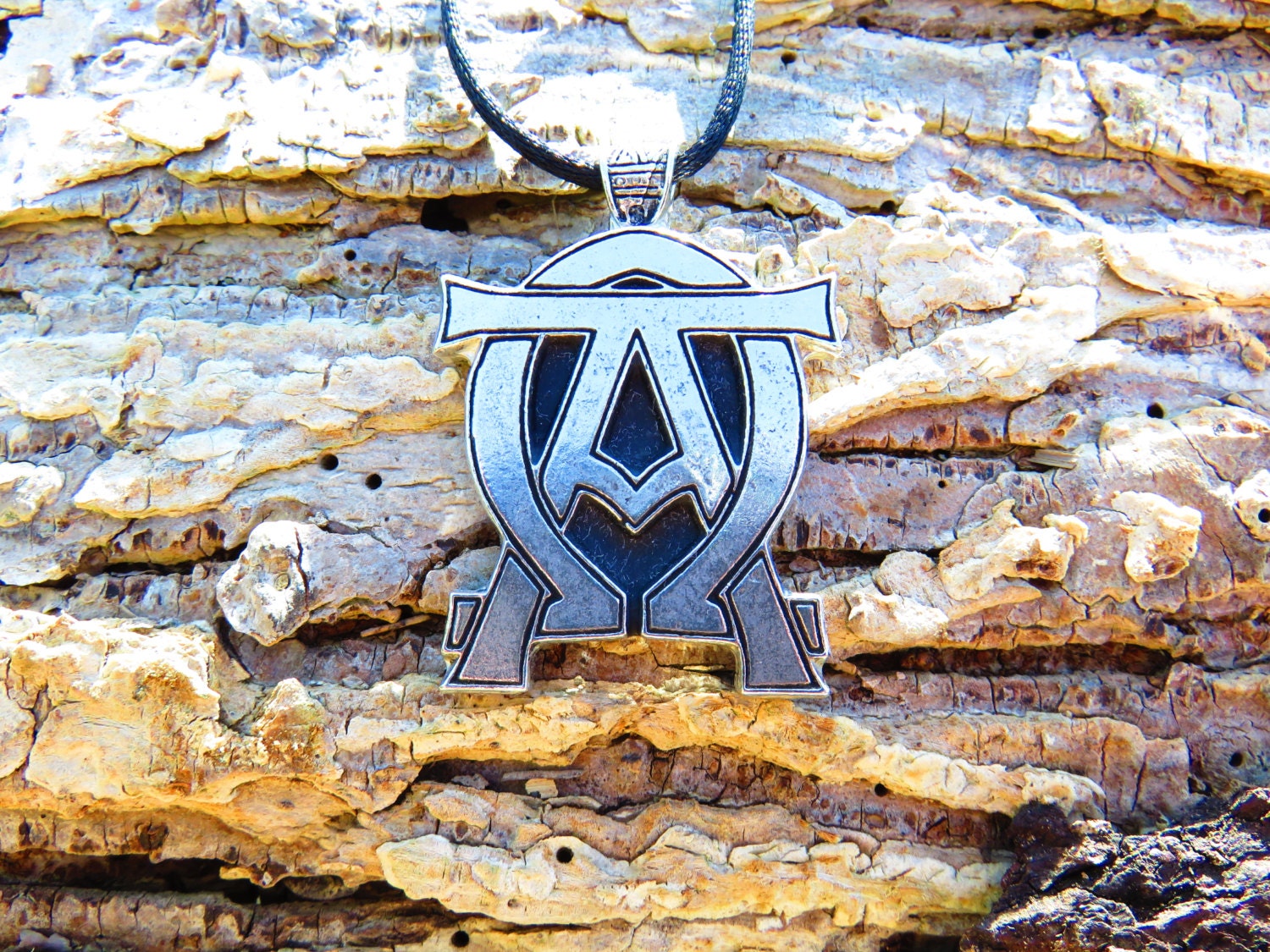 Alpha Omega Pendant Handmade in Silver Pewter by CenterOfTheCircle