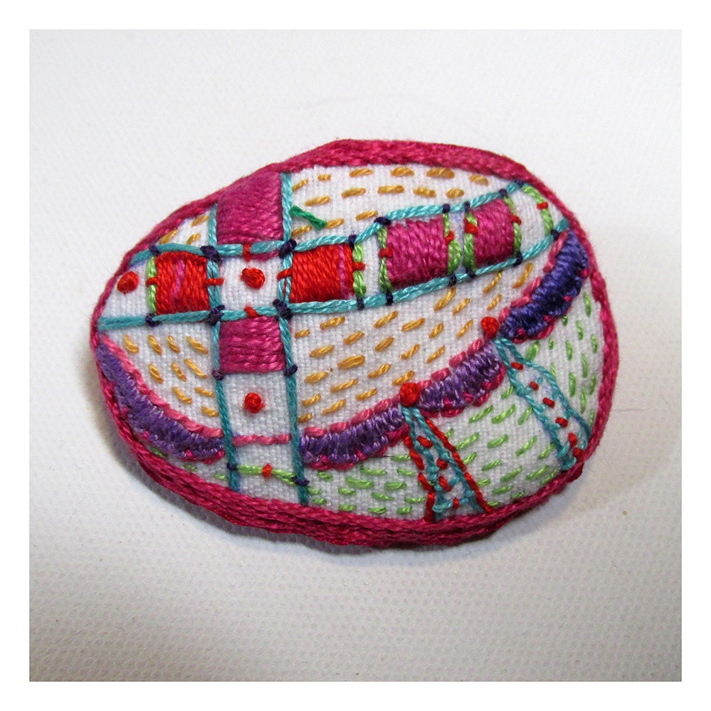 Hand Embroidered Colorful Pin by MadrigalEmbroidery on Etsy