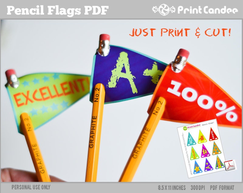 Back to School Pencil Flags PDF Personal Use Only