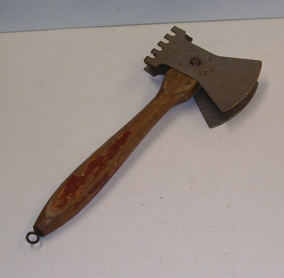 Antique Double Blade Kitchen Hatchet Meat Tenderizer 3 Blade