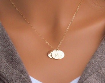 Gold disc necklace | Etsy