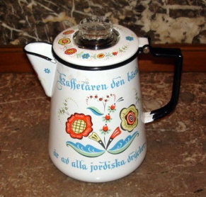 Tole Painted Enamel Coffe Pot From Germany, Vintage, In German: Coffee ...
