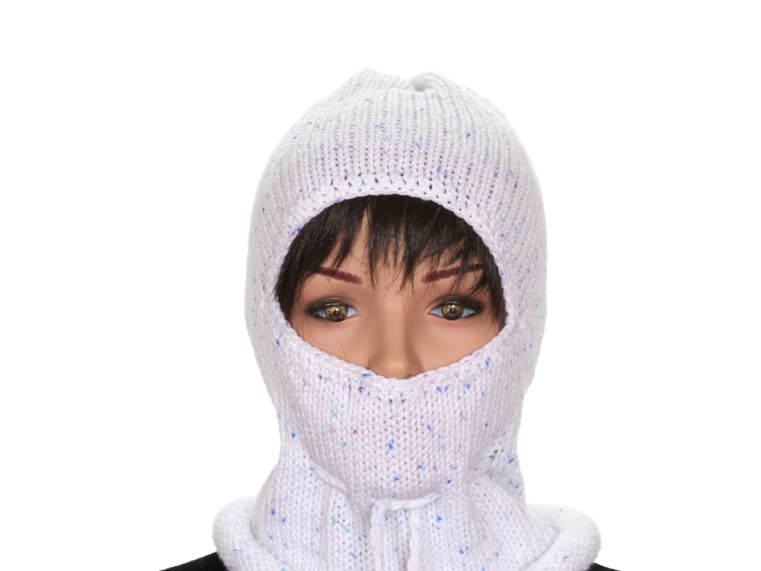 White Knit Balaclava Knitted Women's Ski Mask Explorer