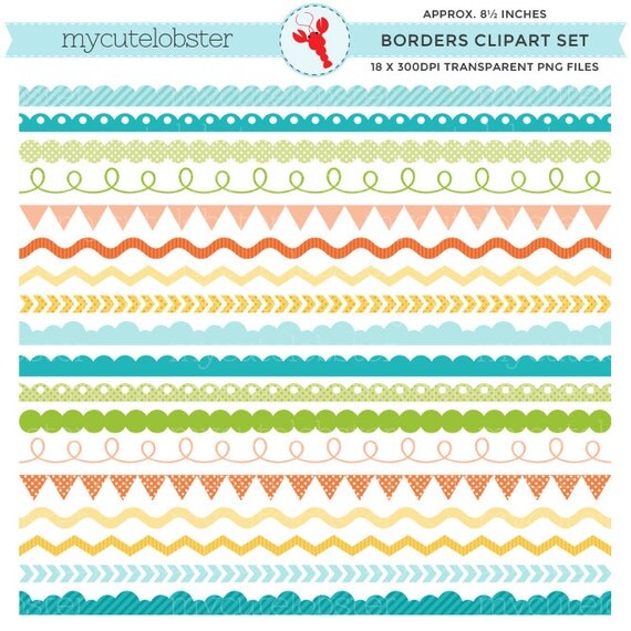 Assorted Borders Clipart Set clip art set by mycutelobsterdesigns