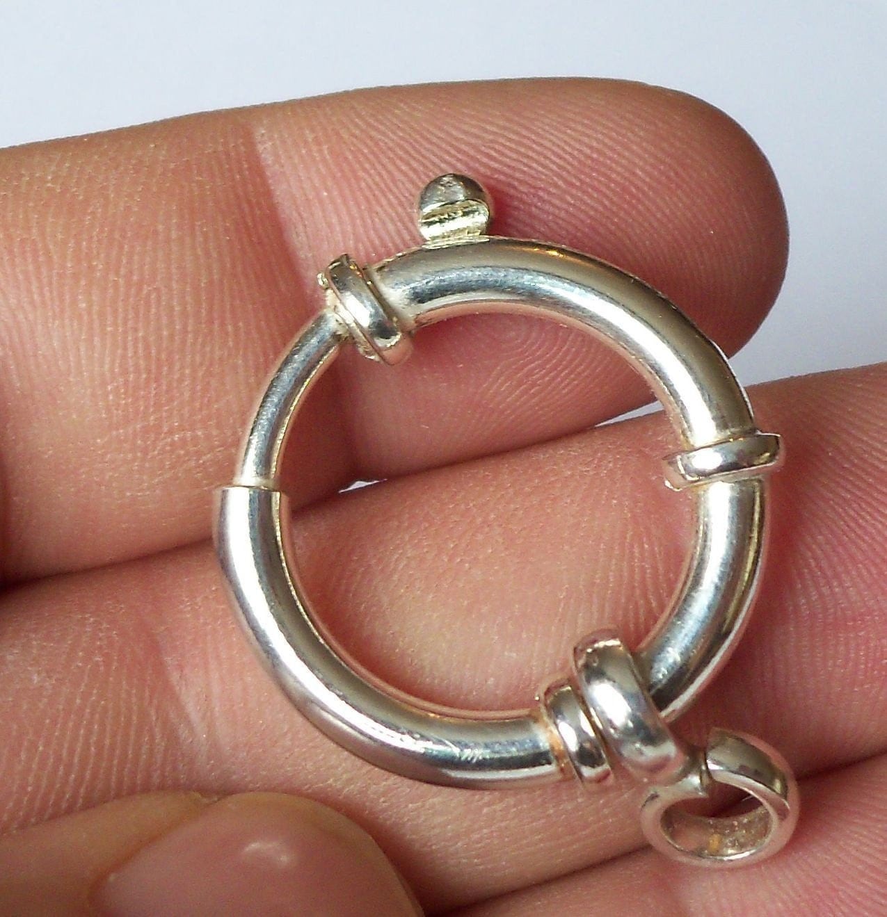 1 Sterling Silver Spring Ring Clasps bead Very Large Jumbo for