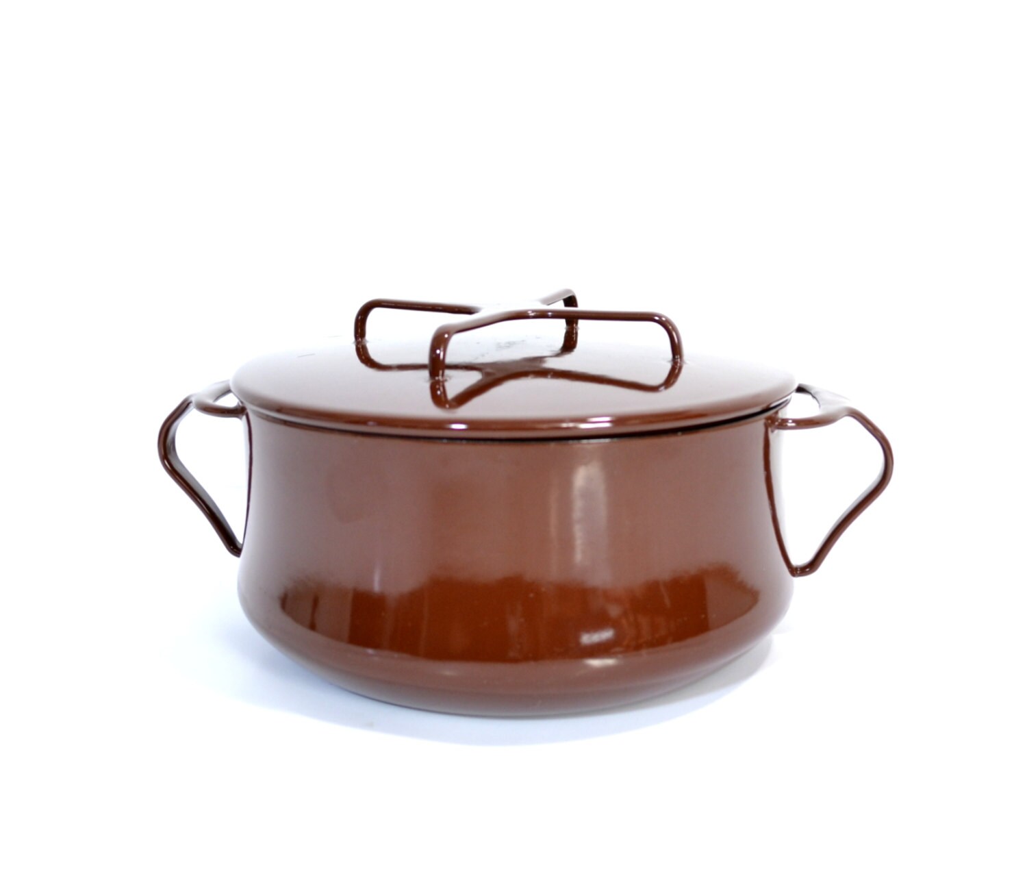 Vintage Brown Enamel DANSK 2 Quart Dutch pot // Kobenstyle Casserole ...
