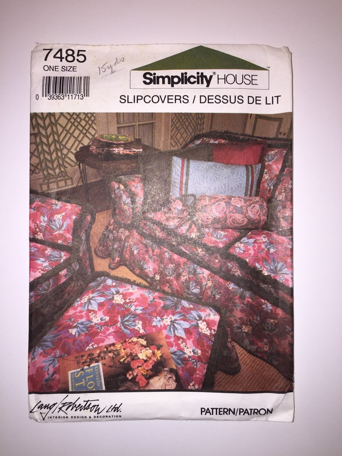 Vintage Simplicity House Pattern 7485 – Slipcovers for Chair, Sofa ...