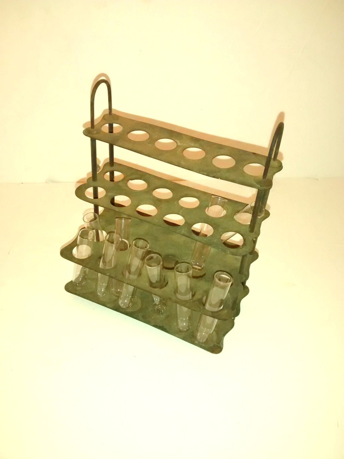 French Test Tube Holder Scientific Metal Stand Flower