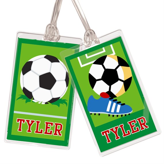 Boys Personalized Soccer Name Tag Set for Kids